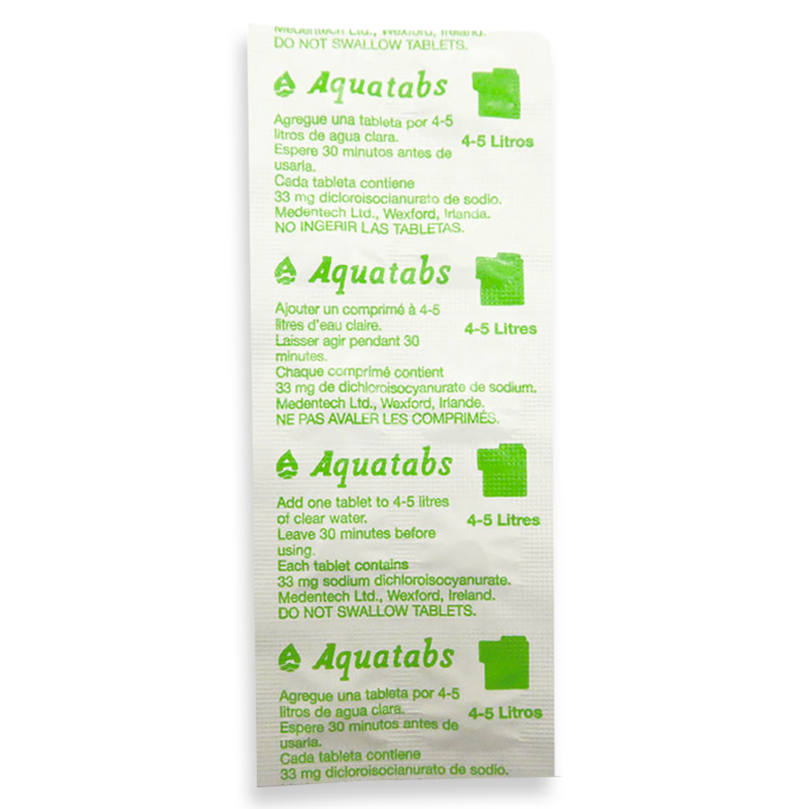 AquaTabs 33mg - 100 Water Purification Tablets (4-5L) – Tactical Preps UK
