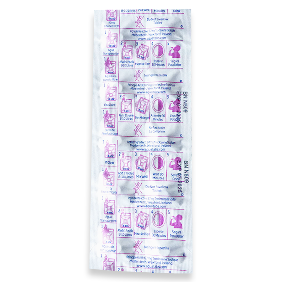 AquaTabs 67mg - 100 Water Purification Tablets (8-10L) – Tactical Preps UK